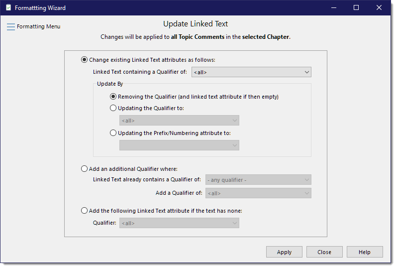 Formatting Wizard Update Linked Text